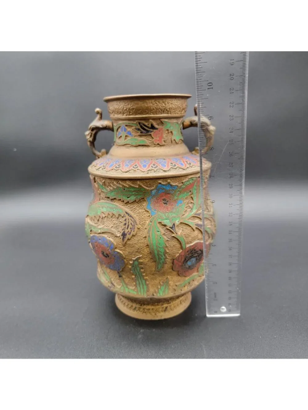 Accents | Antique Japanese Champleve Bronze Vase With Dragon Head ...